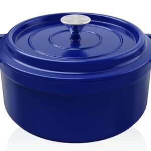 MEIGUI 4QT Cast Iron Dutch Oven, Enameled Non-Stick Dutch Oven, Round Dutch Oven Pot with Lid, Pre-Seasoned Large Dutch Oven Liners, for Sourdough Bread Baking, Braising, Soups, Family Sharing, Blue