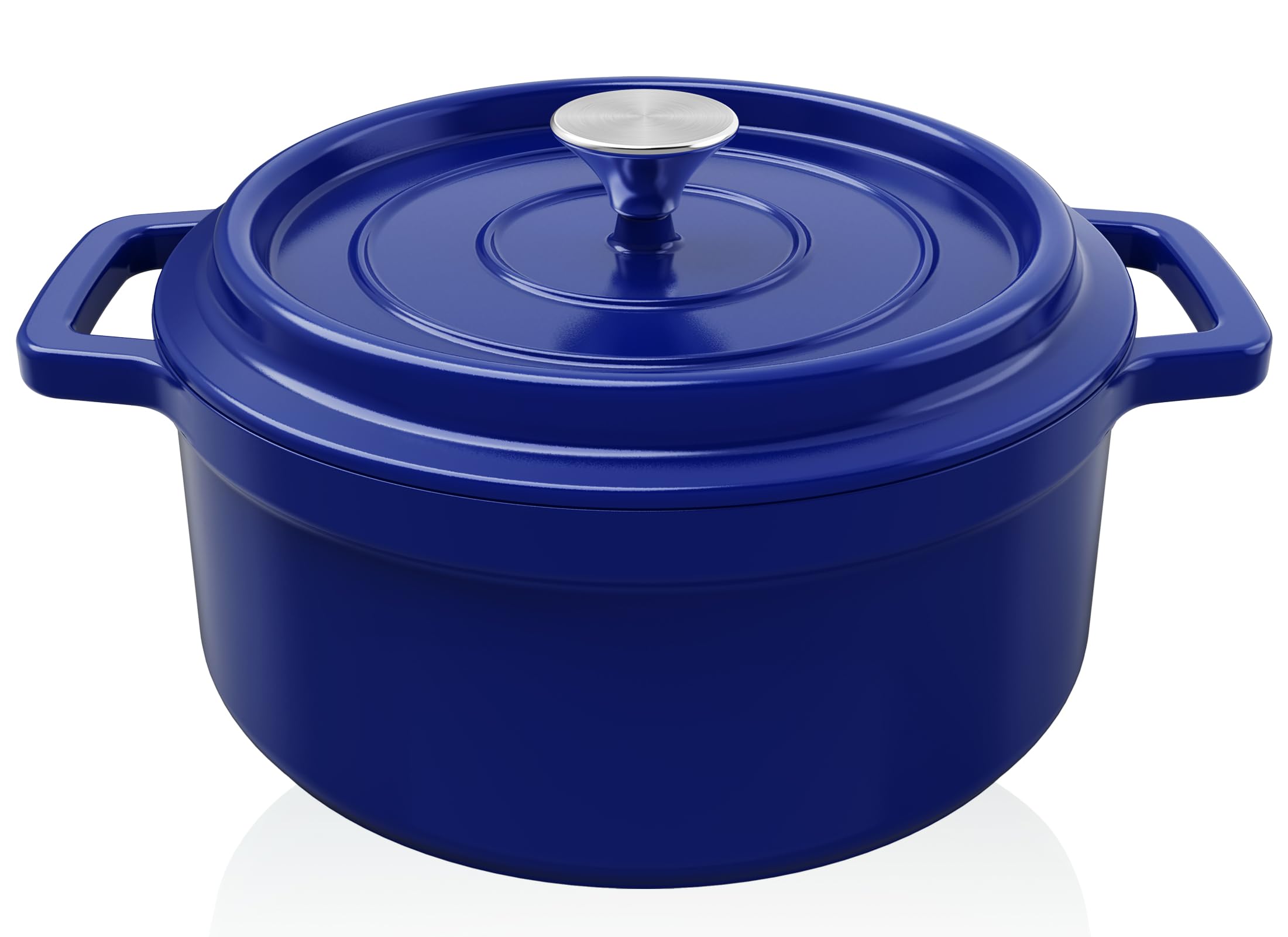 MEIGUI 4QT Cast Iron Dutch Oven, Enameled Non-Stick Dutch Oven, Round Dutch Oven Pot with Lid, Pre-Seasoned Large Dutch Oven Liners, for Sourdough Bread Baking, Braising, Soups, Family Sharing, Blue