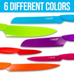 Lutema Professional 12-Piece Knife with Sheaths Set Ergonomically Designed Handle (MULTICOLOR)