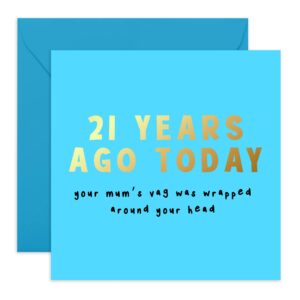 central 23 - funny 21st birthday card for her - '21 years ago' - funny 21st birthday cards for him - son birthday card - daughter birthday card - comes with fun stickers