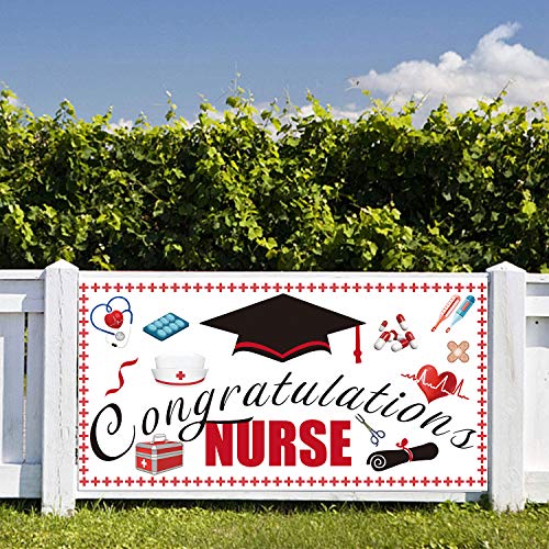 Graduation Nurse Themed Party Banner - Graduation Nurse Party Supplies Wall Decorations Indoor/Outdoor Banners(70" X 40")