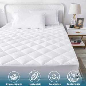 Uraclaire Mattress Pad with 8-21'' Deep Pocket,Cooling Mattress Topper Cover,Ultra Soft Quilted Fitted Breathable Fluffy Microfiber Mattress Protector(King)