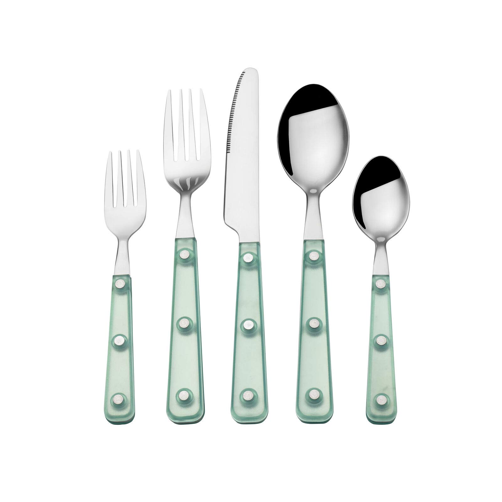 Mikasa Living Green Translucent 18/0 Stainless Steel 20-Piece Flatware Set, Service For 4, Green