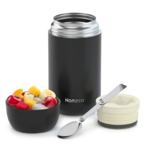 nomeca food thermo for hot food - 24 oz adult stainless steel insulated food jar keep food hot/cold lunch container with spoon leakproof soup thermal lunch box for school office outdoor, black