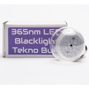 Tekno LED 365nm Blacklight Bulb - 12 watts/110 Volts/UV 365nm/A60 Base, Glow in The Dark, Glowing Bubbles, Fits Standard Light Sockets