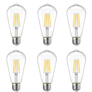 livemax dimmable vintage edison led bulb,antique 40w vintage edison bulb,e26 light bulb led bulb 400 lumens warm white 2700k,pack of 6