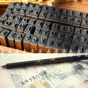 70Pcs Wooden Rubber Alphabet Letter Number Stamps,Wooden Rubber Number Letter,Stamper Seal Set Capital Upper Lower Case for DIY Craft Card Making Happy Planner Scrapbooking Supplies(Dark Wooden)