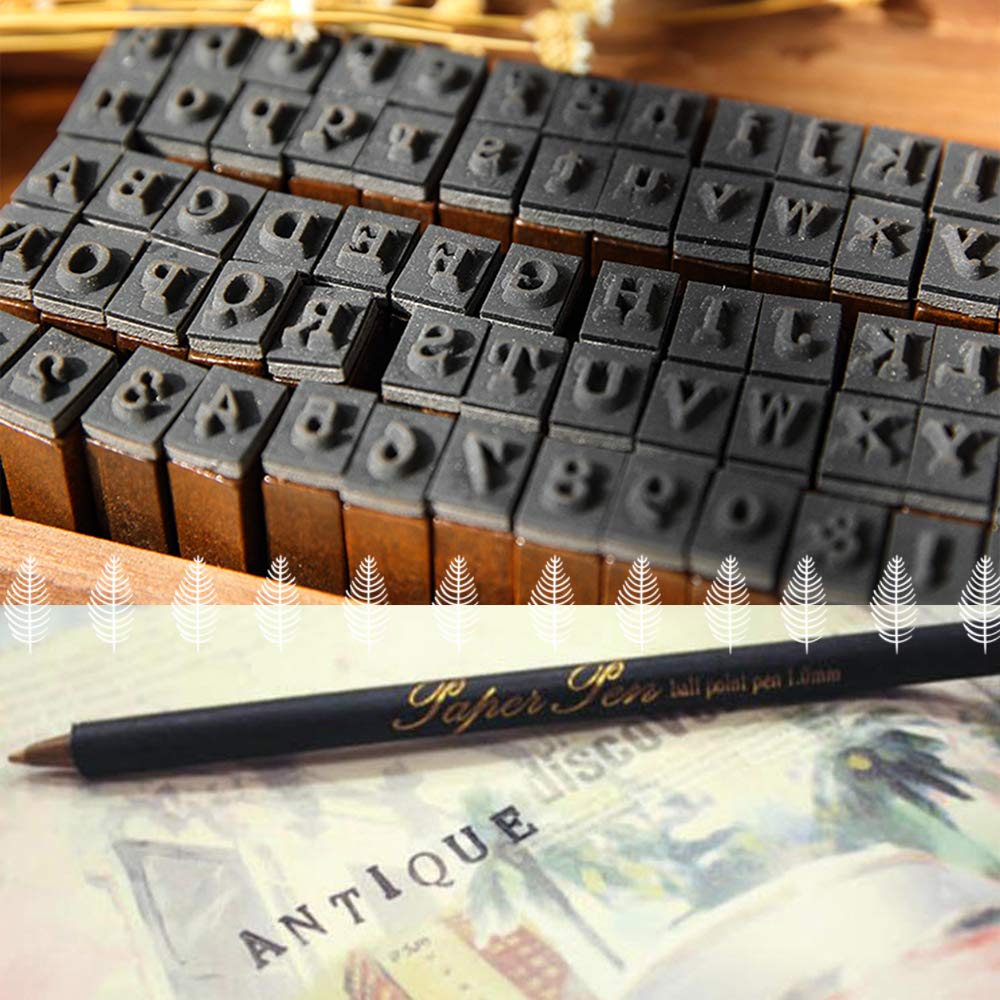 70Pcs Wooden Rubber Alphabet Letter Number Stamps,Wooden Rubber Number Letter,Stamper Seal Set Capital Upper Lower Case for DIY Craft Card Making Happy Planner Scrapbooking Supplies(Dark Wooden)