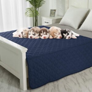 dog blankets for couch protection waterproof dog bed covers pet blanket furniture protector (navy+blue, 68"x82")