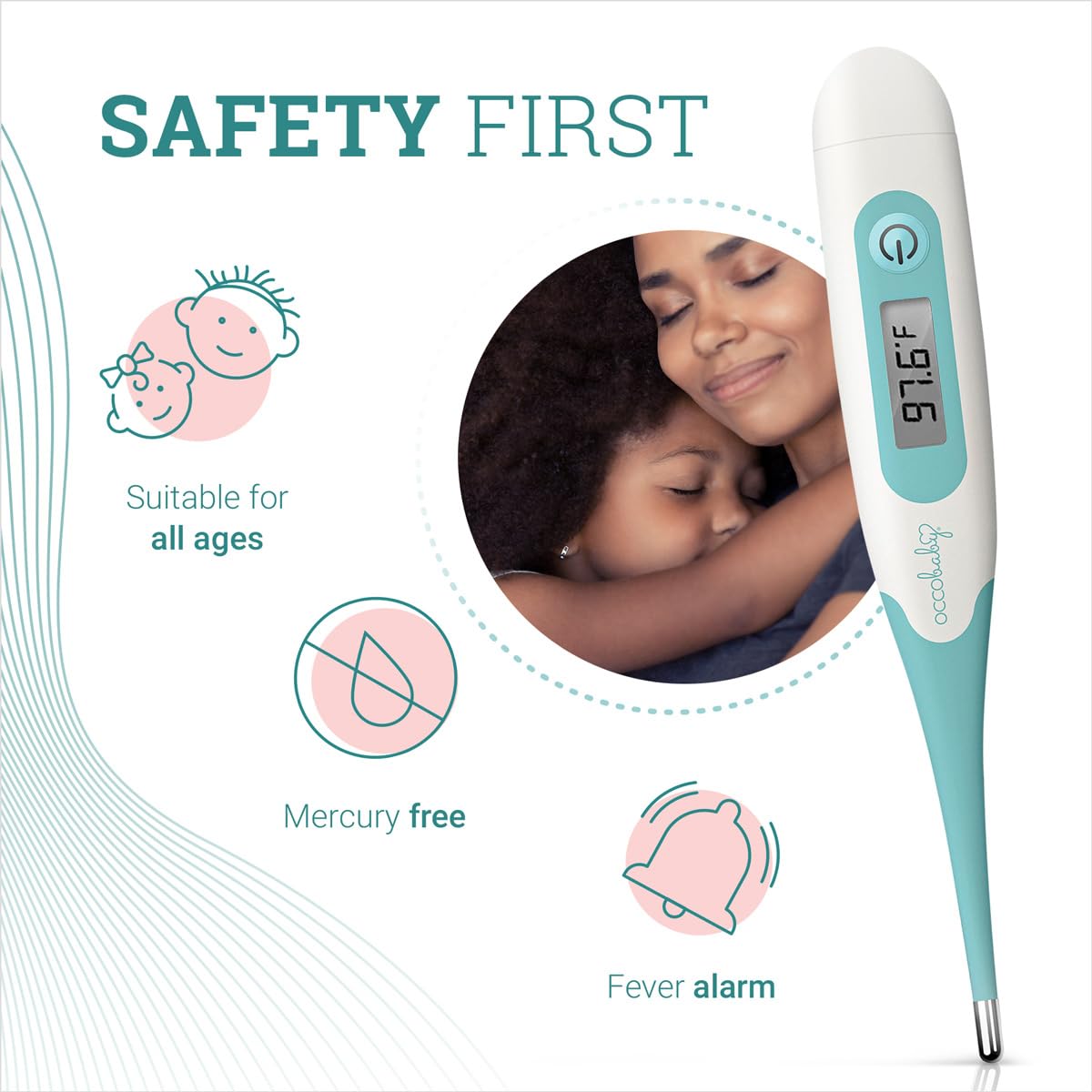 OCCObaby Clinical Digital Baby Thermometer - LCD, Flexible Tip, 10 Second Quick Accurate Fever Read Rectal Oral & Underarm Use Waterproof Thermometer for Kids