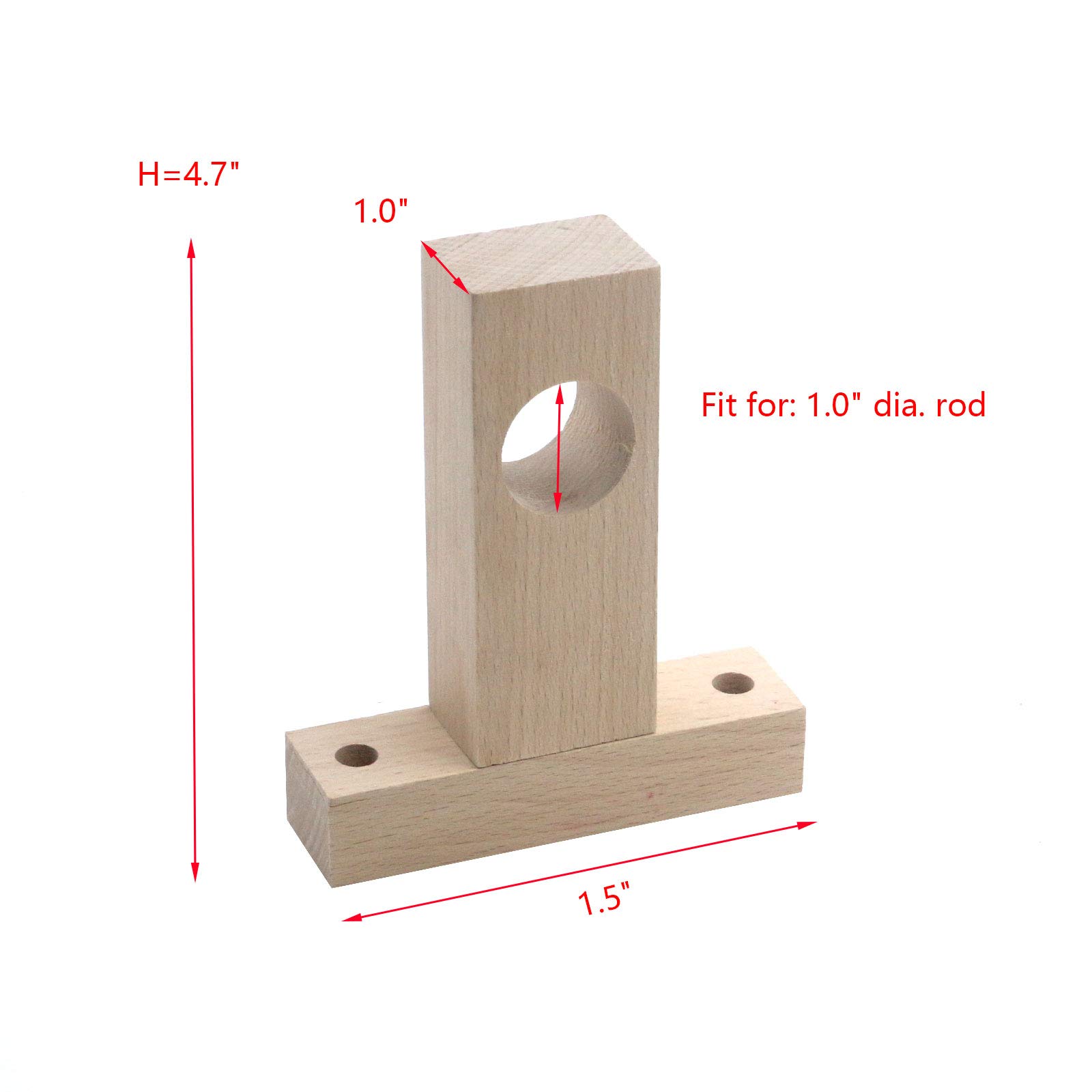 Coshar Wood Rod Holder, Ceiling Mount Closet Pole Socket Pipe Bracket Holder with Screws, 4 Pack, Fit 25mm Diameter Pole