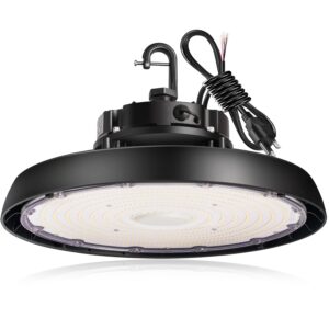 pathbreaker led high bay light 240w ul&dlc listed ufo high bay led light 36000lm 0-10v dimmable 6.6ft cable&plug 1000w mh/hps equiv.5000k commercial grade pole barn warehouse garage shop light