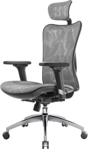 sihoo m57 ergonomic office chair with 3 way armrests lumbar support and adjustable headrest high back tilt function grey