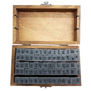 70Pcs Wooden Rubber Alphabet Letter Number Stamps,Wooden Rubber Number Letter,Stamper Seal Set Capital Upper Lower Case for DIY Craft Card Making Happy Planner Scrapbooking Supplies(Dark Wooden)