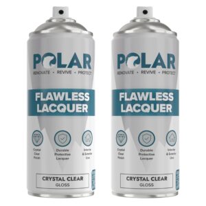 polar clear matte flawless lacquer spray - 2 x 13.5 fl oz - clear coat spray paint - non-yellowing & scratch resistant - interior & exterior surfaces for wood, metal, plastics, glass & ceramics