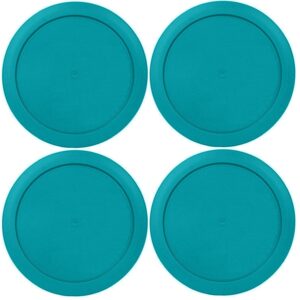 klare ware 4 cup replacement lids/covers for pyrex 7201, anchor hocking & klare ware storage bowls (glass container not included) microwave, freezer & top rack dishwasher safe (4 pack, turquoise)