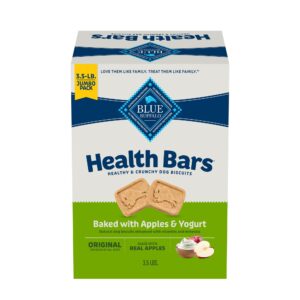 blue buffalo health bars crunchy dog biscuits, oven-baked with natural ingredients, apples & yogurt, 3.5 lb box