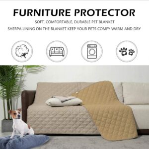 Dog Blankets for Couch Protection Waterproof Dog Bed Covers Pet Blanket Furniture Protector (Beige+Sand, 82"x120")