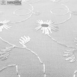 Daisy in Leaf 100% Cotton Embroidered Eyelet Fabric 42" Wide Sold by The Yard (White)