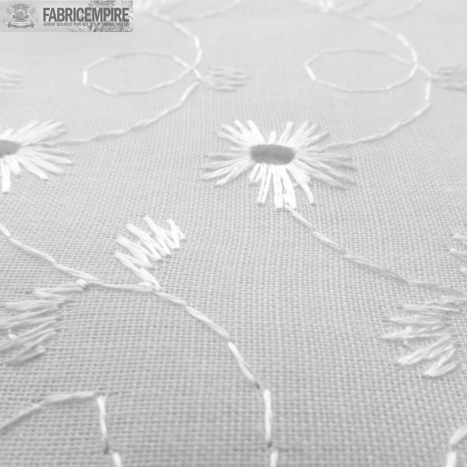 Daisy in Leaf 100% Cotton Embroidered Eyelet Fabric 42" Wide Sold by The Yard (White)