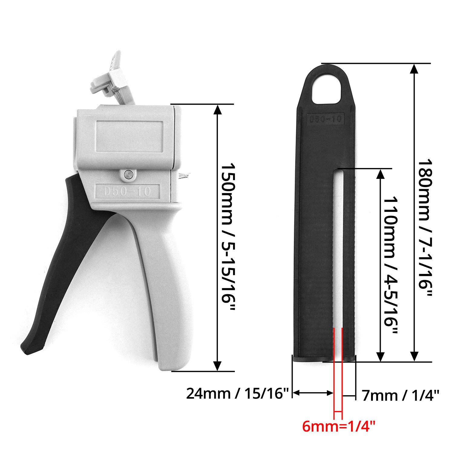 QWORK 50ml Dispensing Gun Kit, 10:1 Ratio Dental Impression Mixing Dispensing Dispenser Gun, Dental Tools