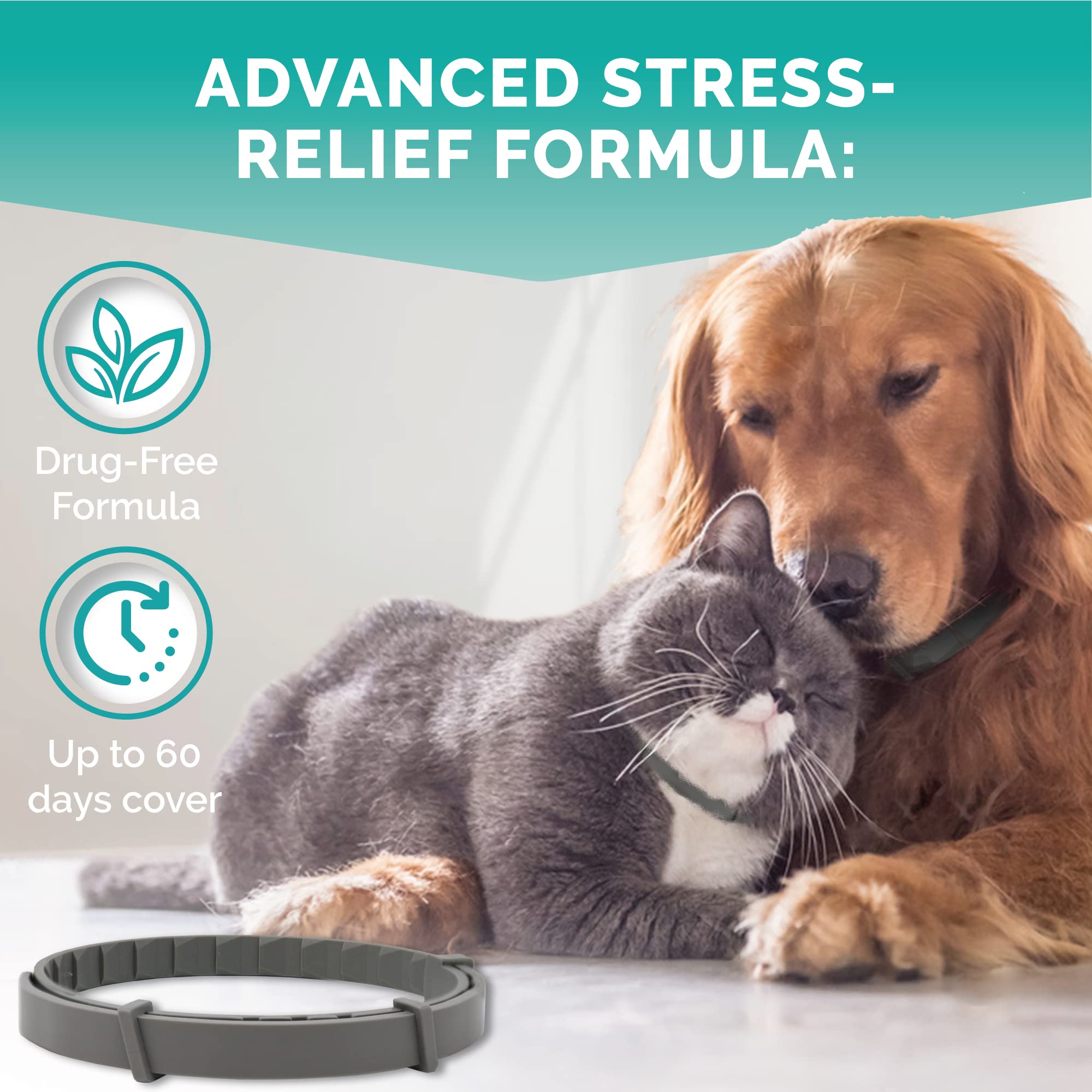 PREMIUM CARE Calming Collar for Dogs - Anti-Anxiety and Stress Relief Collar - Pheromone Collars for Dogs - Adjustable up to 24.4 inches - Lasts up to 60 Days- De-Stress Formula to Relieve Stress