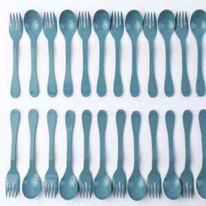 Knork Eco Plant Based 24 Pack Reusable Bamboo Flatware Set (BLUE)