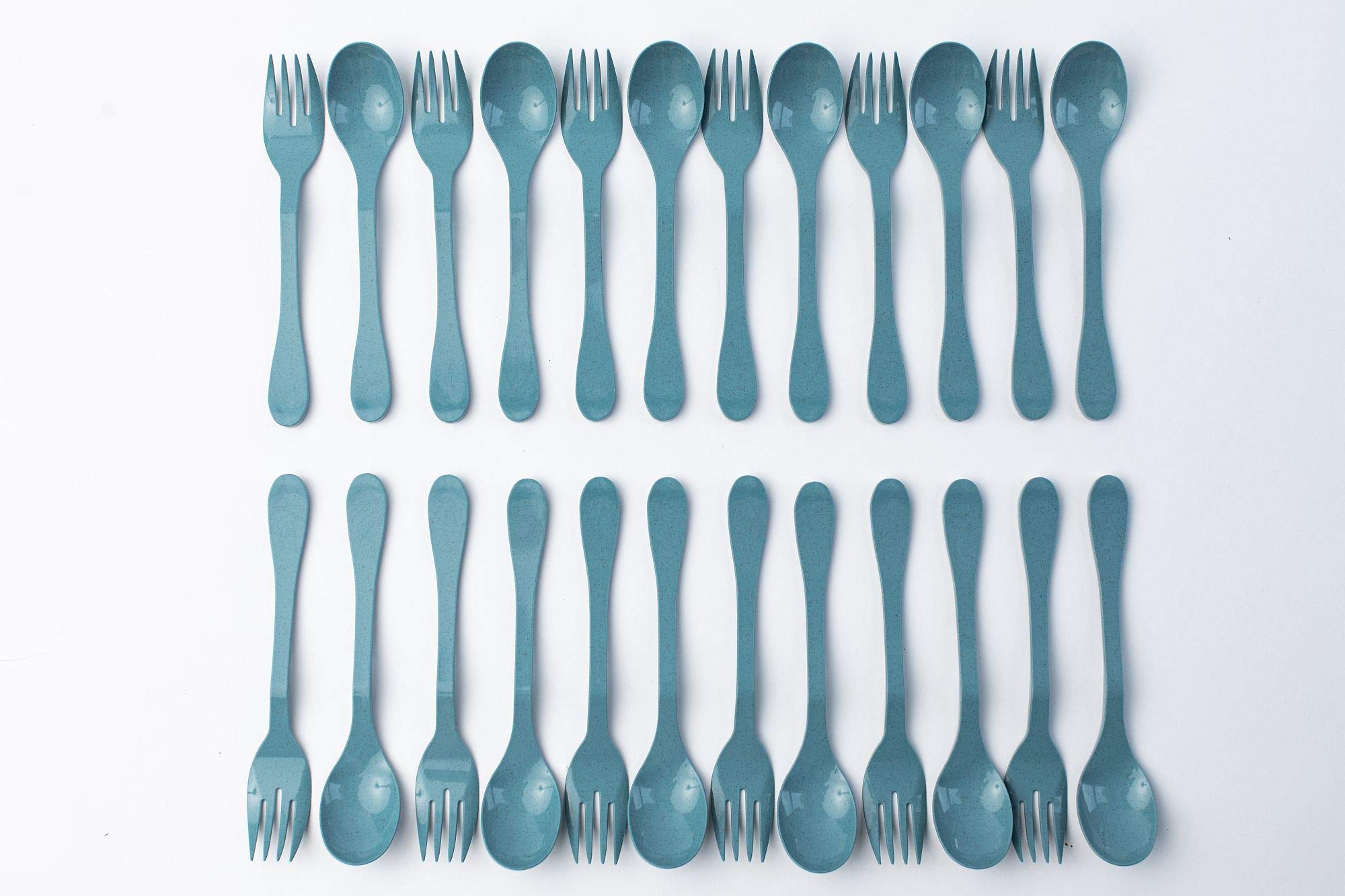 Knork Eco Plant Based 24 Pack Reusable Bamboo Flatware Set (BLUE)