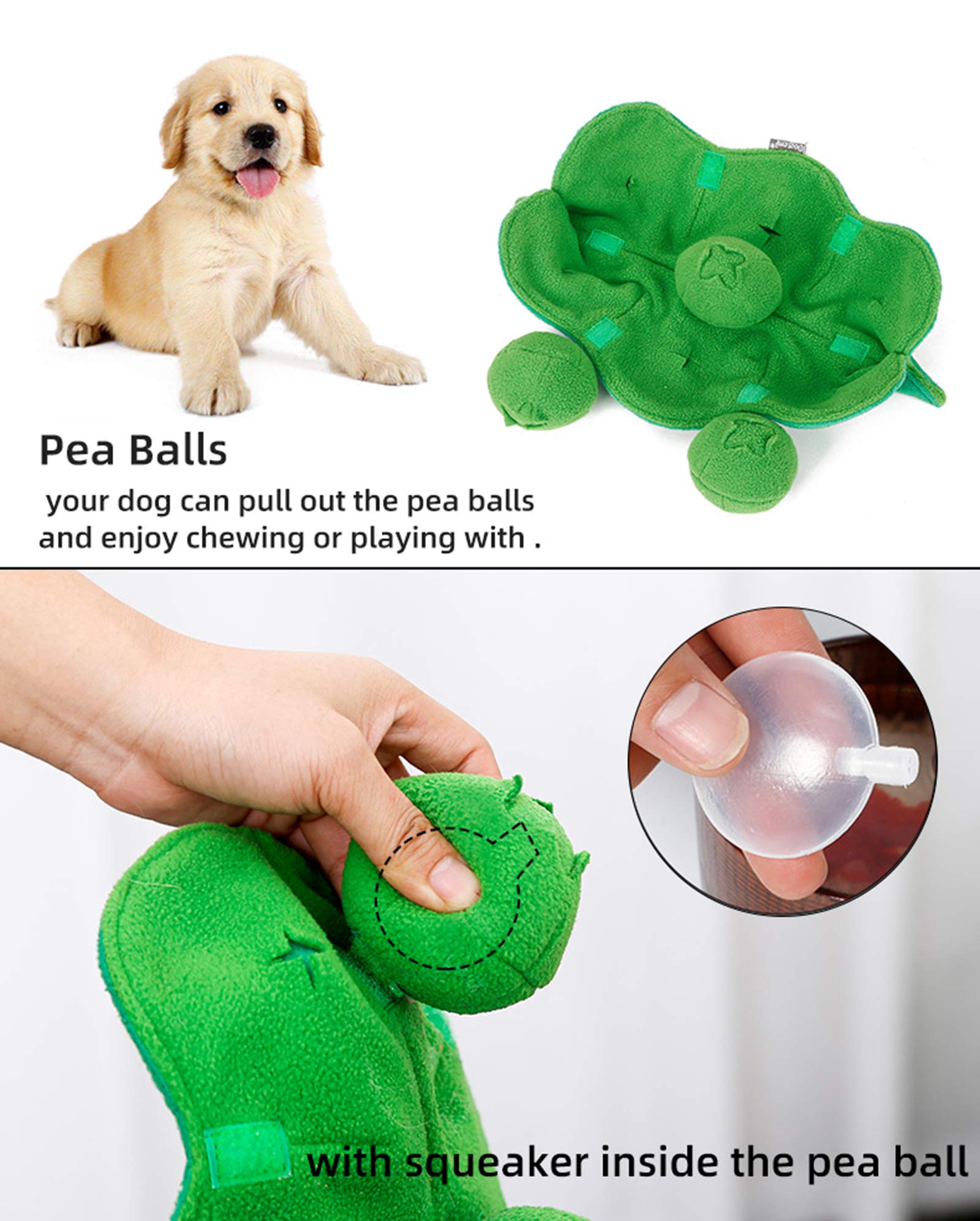 BEISIJIA Dog Puzzle Toy, Cute Pea Pod Slow Feeder for Impulsive Bored Dog, Snack Dispensing ng, Sniffing IQ and Stress Relief Training Plush Educational Hide and Seek, Screaming Puppy Toy