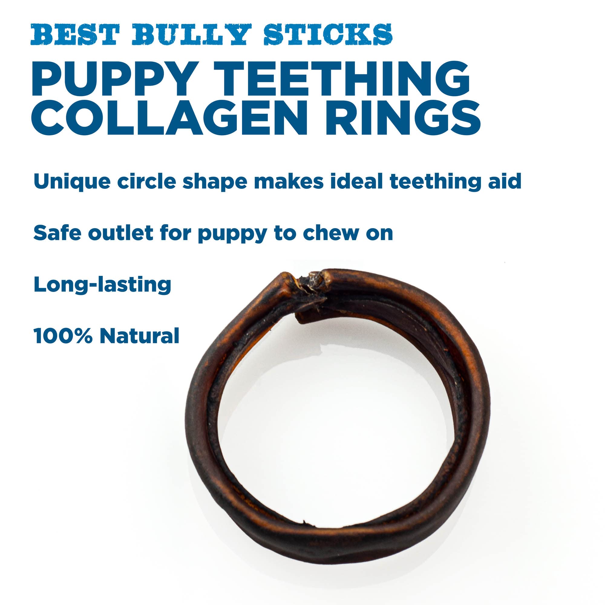 Best Bully Sticks All Natural Thick Ring Collagen Chews Easily digestible, Limited Ingredient, Rawhide Alternative Dog Chew - Free-Range Grass-Fed Beef Dog Treats - 10 Pack