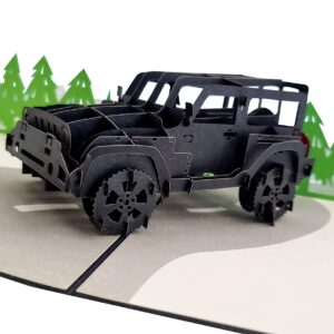 iGifts And Cards Adventure Awaits Jeep 3D Pop Up Greeting Card - Happy Birthday, Congratulations, Fathers Day Gift, Retirement, Exciting, Cool Journey, Cheerful, Fun, Mountain, New Journey