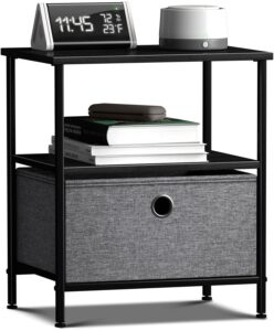 sorbus nightstand 2-drawer shelf storage - bedside furniture & end table chest dresser with steel frame, wood top & easy pull fabric bins for home, bedroom, closets, bathroom, office & college dorm