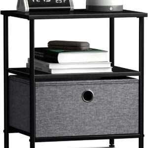 Sorbus Nightstand 2-Drawer Shelf Storage - Bedside Furniture & End Table Chest Dresser with Steel Frame, Wood Top & Easy Pull Fabric Bins for Home, Bedroom, Closets, Bathroom, Office & College Dorm