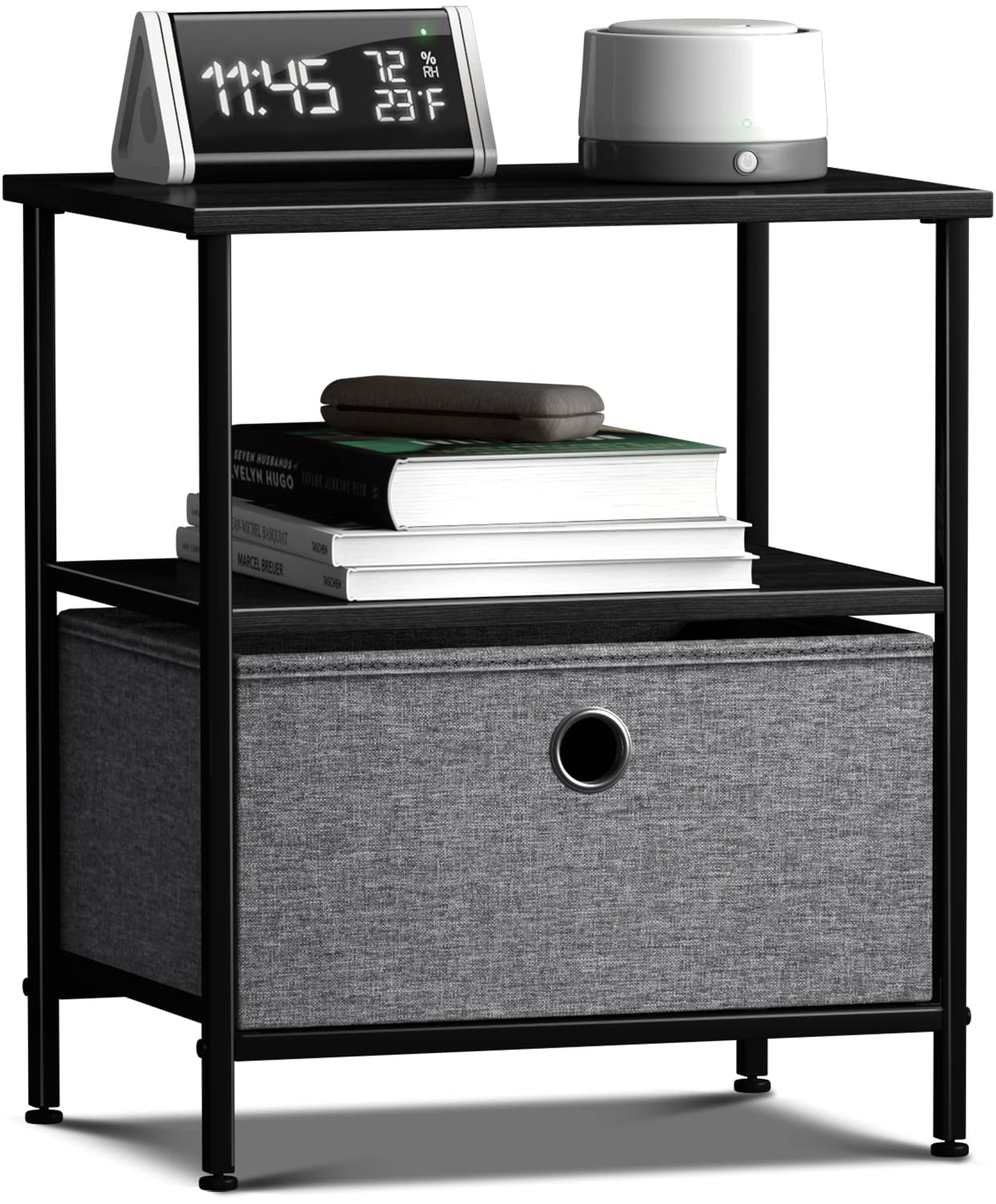 Sorbus Nightstand 2-Drawer Shelf Storage - Bedside Furniture & End Table Chest Dresser with Steel Frame, Wood Top & Easy Pull Fabric Bins for Home, Bedroom, Closets, Bathroom, Office & College Dorm