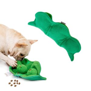 beisijia dog puzzle toy, cute pea pod slow feeder for impulsive bored dog, snack dispensing ng, sniffing iq and stress relief training plush educational hide and seek, screaming puppy toy