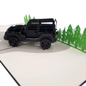 iGifts And Cards Adventure Awaits Jeep 3D Pop Up Greeting Card - Happy Birthday, Congratulations, Fathers Day Gift, Retirement, Exciting, Cool Journey, Cheerful, Fun, Mountain, New Journey