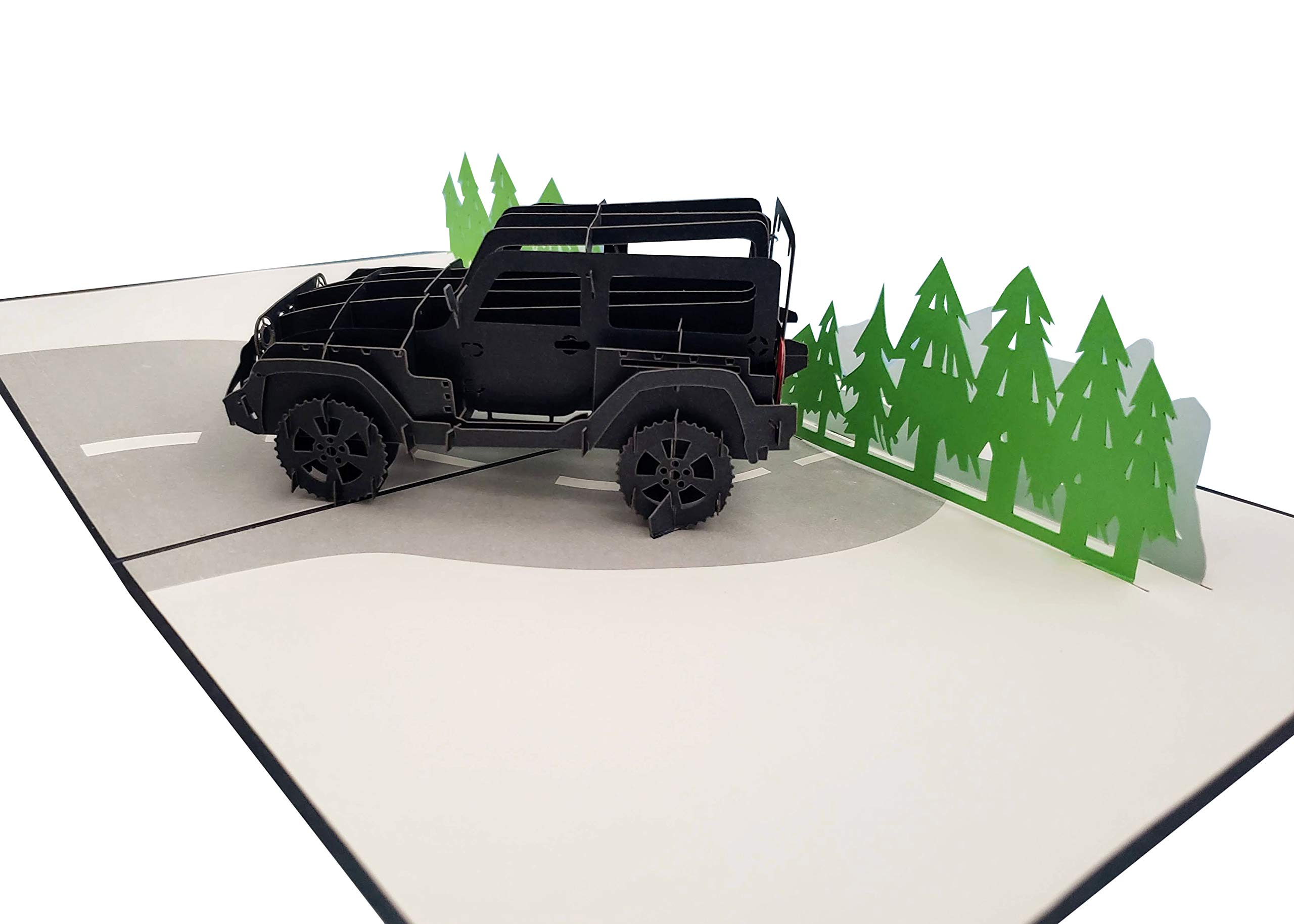 iGifts And Cards Adventure Awaits Jeep 3D Pop Up Greeting Card - Happy Birthday, Congratulations, Fathers Day Gift, Retirement, Exciting, Cool Journey, Cheerful, Fun, Mountain, New Journey