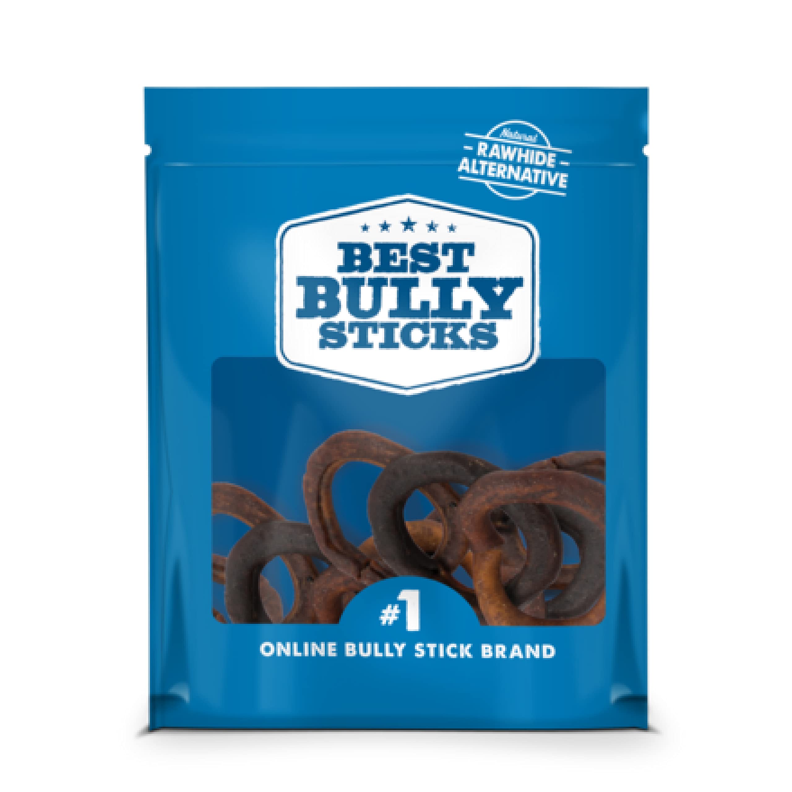 Best Bully Sticks All Natural Thick Ring Collagen Chews Easily digestible, Limited Ingredient, Rawhide Alternative Dog Chew - Free-Range Grass-Fed Beef Dog Treats - 10 Pack