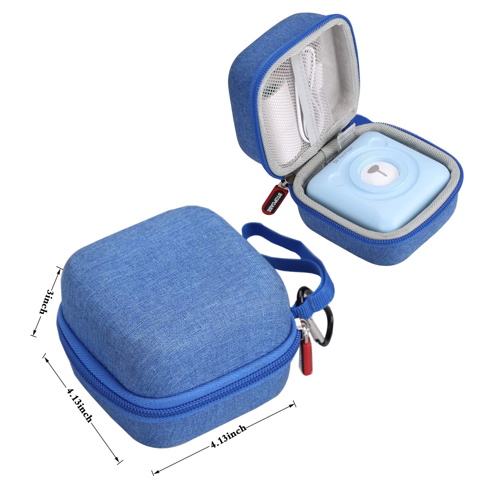 BTOPCASE Hard EVA Storage Case for PeriPage Mini Pocket Wireless BT Thermal Printer (Blue-Grey Villus Inside)