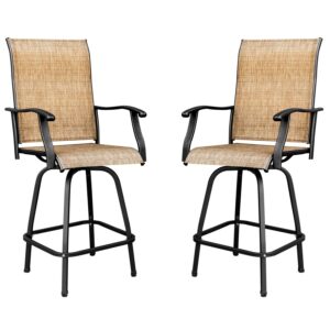 victone patio bar stools set of 2 all-weather outdoor patio furniture set counter height tall patio swivel chairs for bistro, lawn, garden, backyard