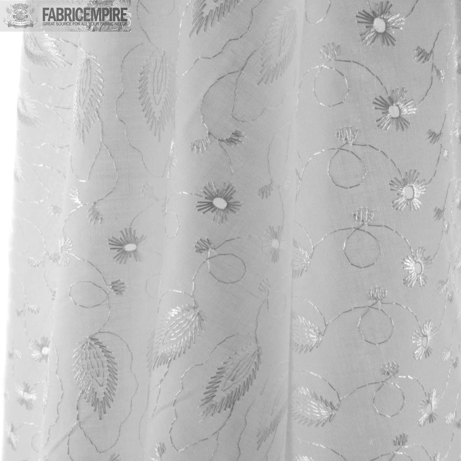 Daisy in Leaf 100% Cotton Embroidered Eyelet Fabric 42" Wide Sold by The Yard (White)