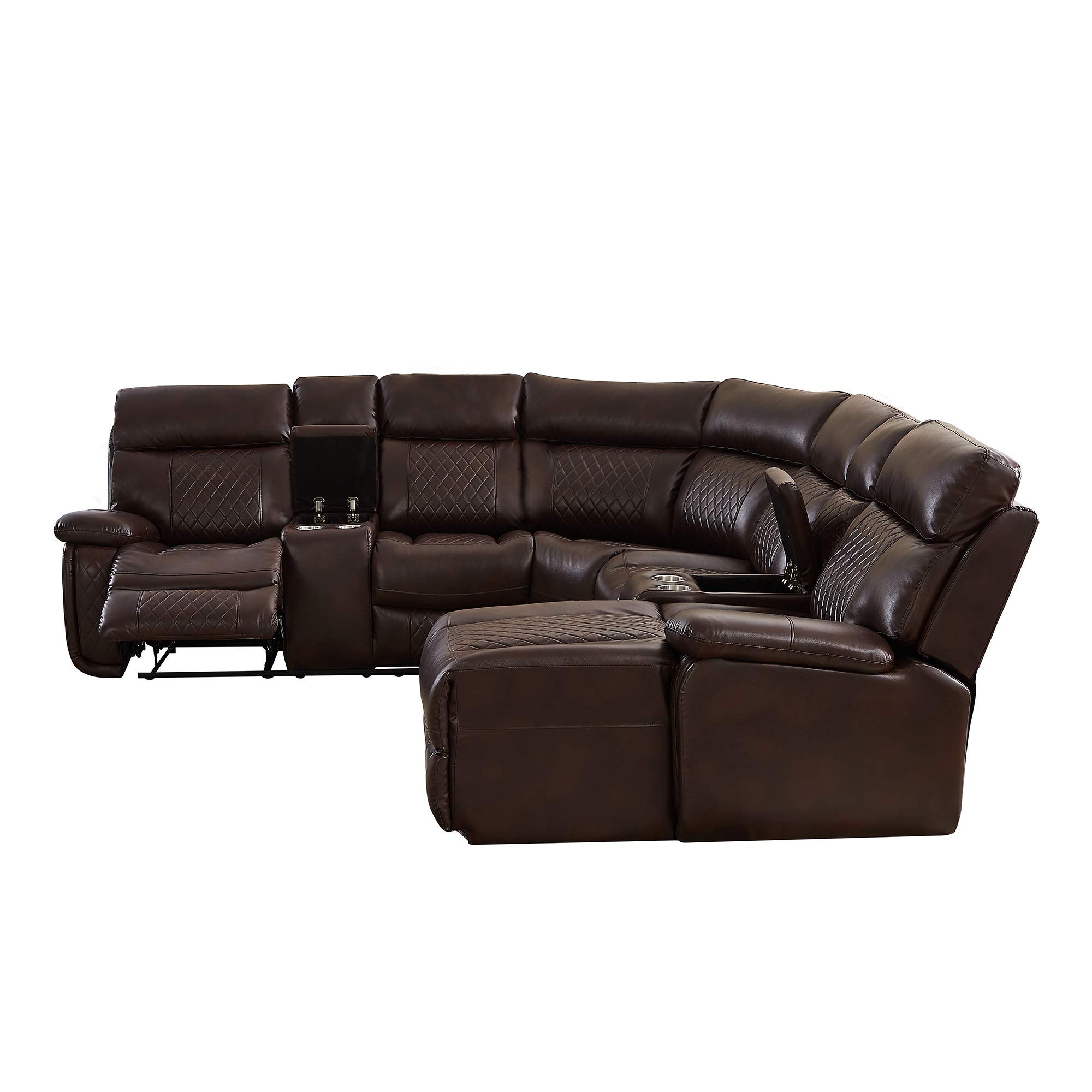 FREESNOOZE Multifunctional Ultra-Soft Leather Upholstery Reclining Sectional Couch, Living Room Corner Sofa Set with Chaise Lounge