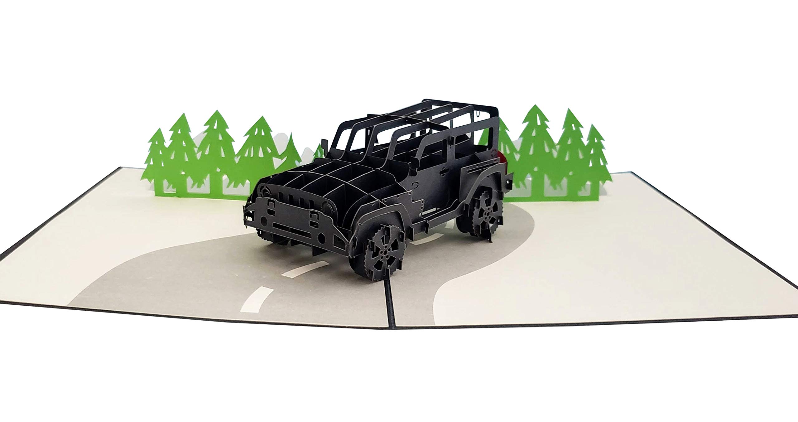 iGifts And Cards Adventure Awaits Jeep 3D Pop Up Greeting Card - Happy Birthday, Congratulations, Fathers Day Gift, Retirement, Exciting, Cool Journey, Cheerful, Fun, Mountain, New Journey