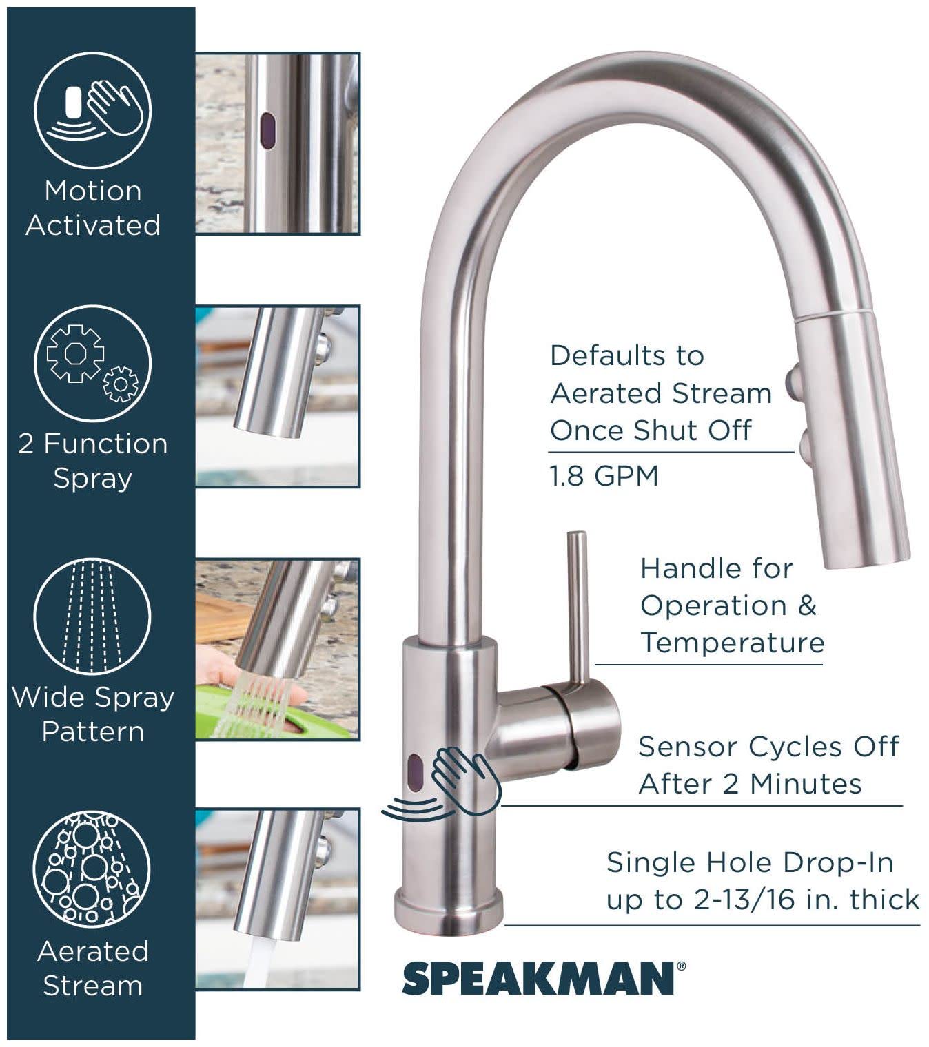 SPEAKMAN SBS-1042-BRB Neo Sensor Pull Down Kitchen Faucet-BRB, Brushed Bronze