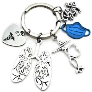 :rt respiratory therapist keychain respiratory therapy gift lung specialist ekg ecg heartbeat stethoscope