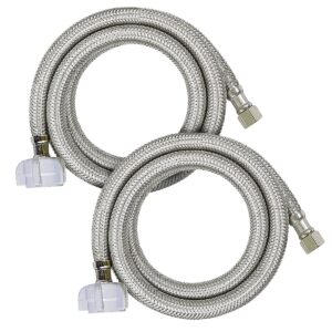 highcraft 27416-nl-2 toilet connector, braided stainless steel hose connects to supply line 3/8 compression x 7/8 female ballcock nut 16 inch