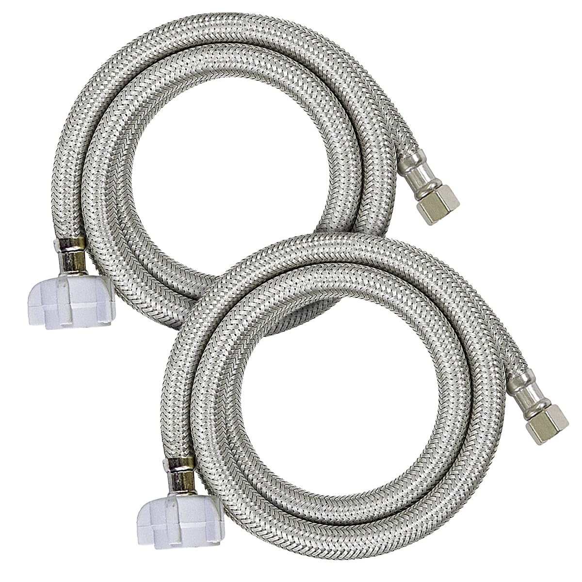 Highcraft 27416-NL-2 Toilet Connector, Braided Stainless Steel Hose Connects to Supply Line 3/8 Compression x 7/8 Female Ballcock Nut 16 Inch