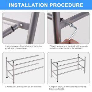 NiHome 2-Tier Expandable Shoe Rack - Lightweight, Stackable and Space-Saving Metal Organizer for 6-10 Pairs of Shoes - Ideal for Closet, Hallway, Entryway, Living Room, Bedroom (Silver)