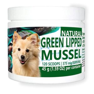 equa holistics green lipped mussel powder for dogs, all-natural hip & joint support dietary supplement formula for dogs (120 servings)