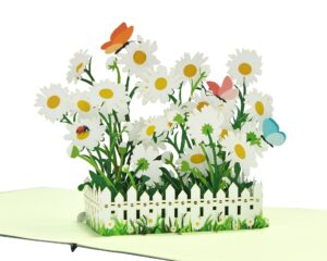 cutpopup mothers day card pop up, birthday 3d greeting card (daisy flowers)